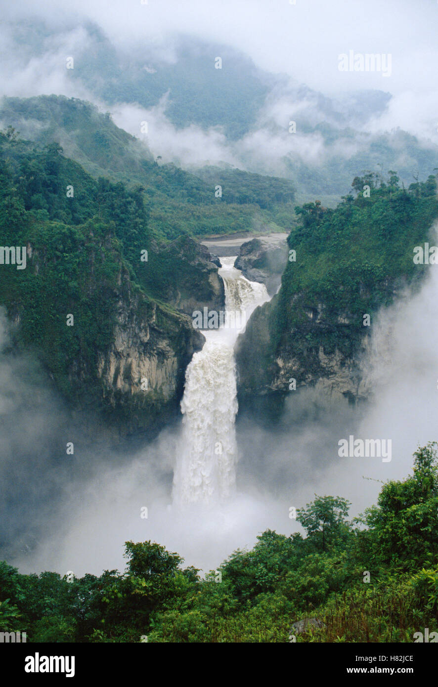 San Rafael Coca Falls, Quijos River, foothills of the Andes, Ecuador ...