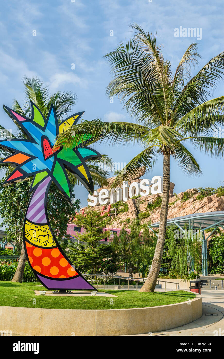 Colourful Entrance sign to the Sentosa integrated Island Resort ...