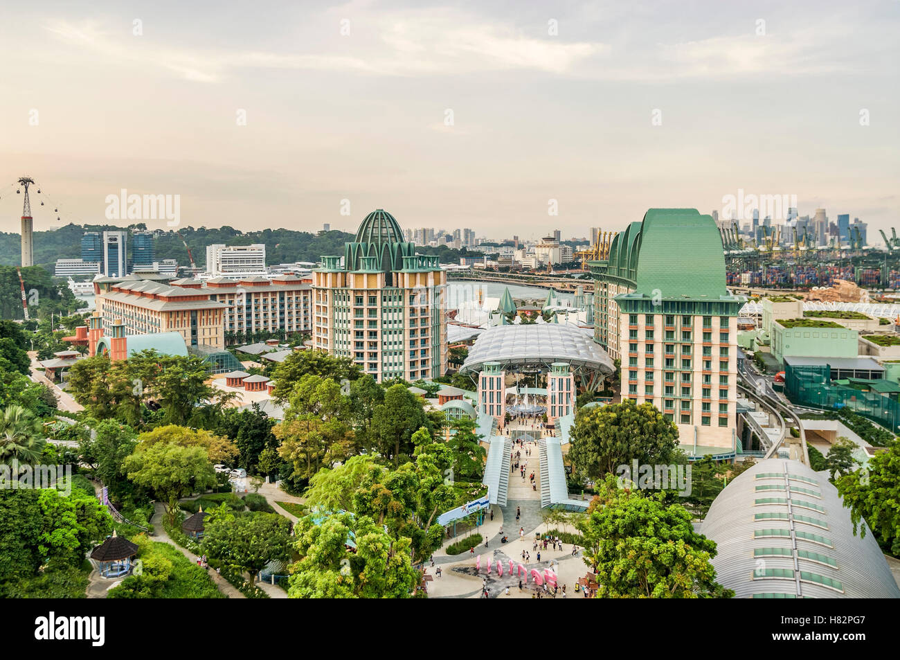 View from the Merlion Statue across the Sentosa Island Resort ...