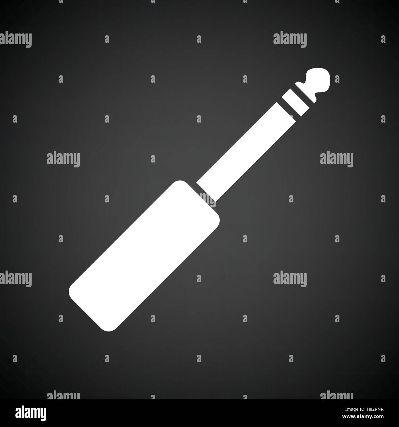 Music jack plug-in icon. Black background with white. Vector ...