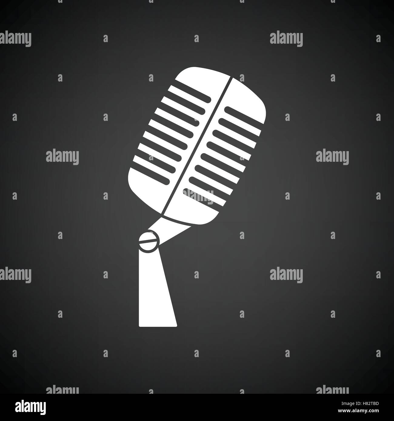 Old microphone icon. Black background with white. Vector illustration ...