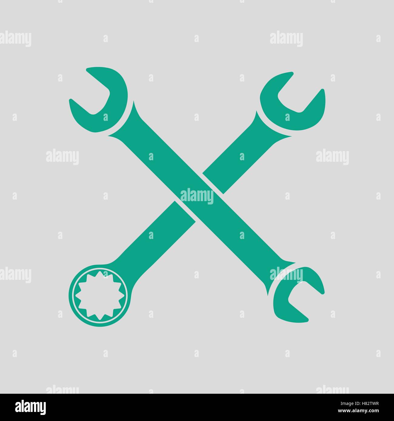 Crossed wrench icon. Gray background with green. Vector illustration ...
