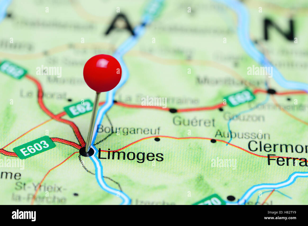 Limoges on a map hi-res stock photography and images - Alamy
