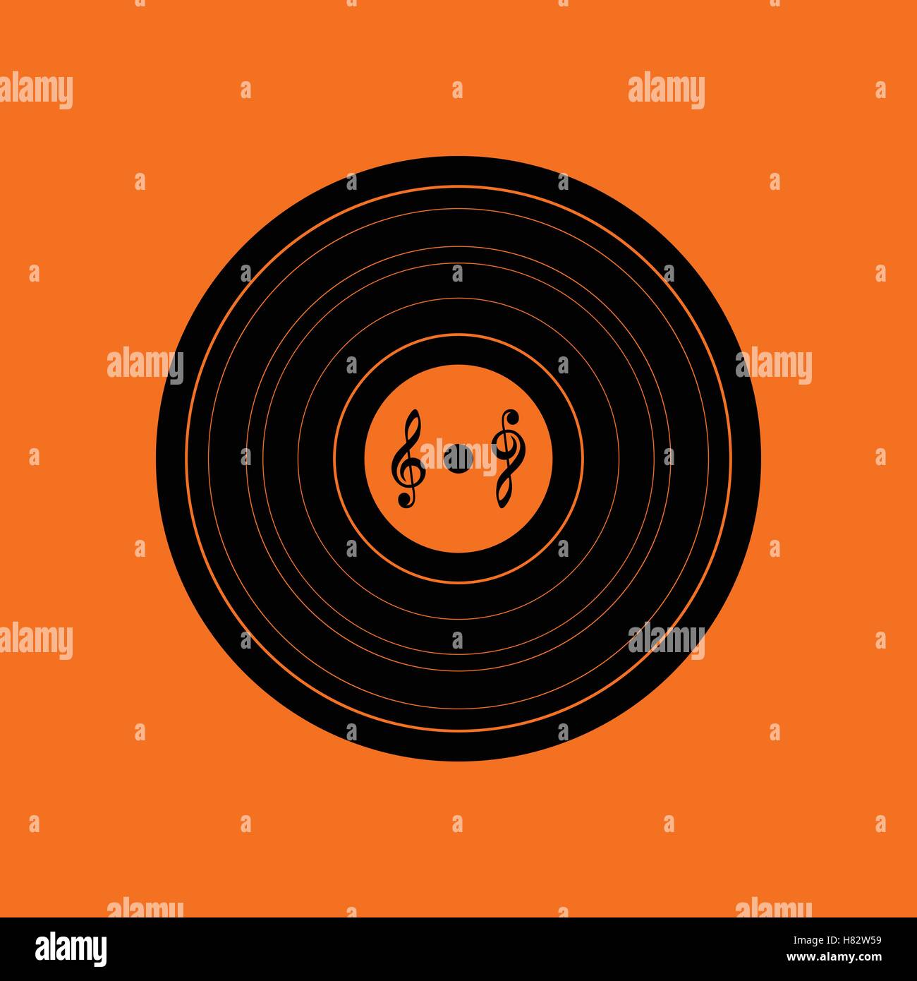 Analogue record icon. Orange background with black. Vector illustration ...