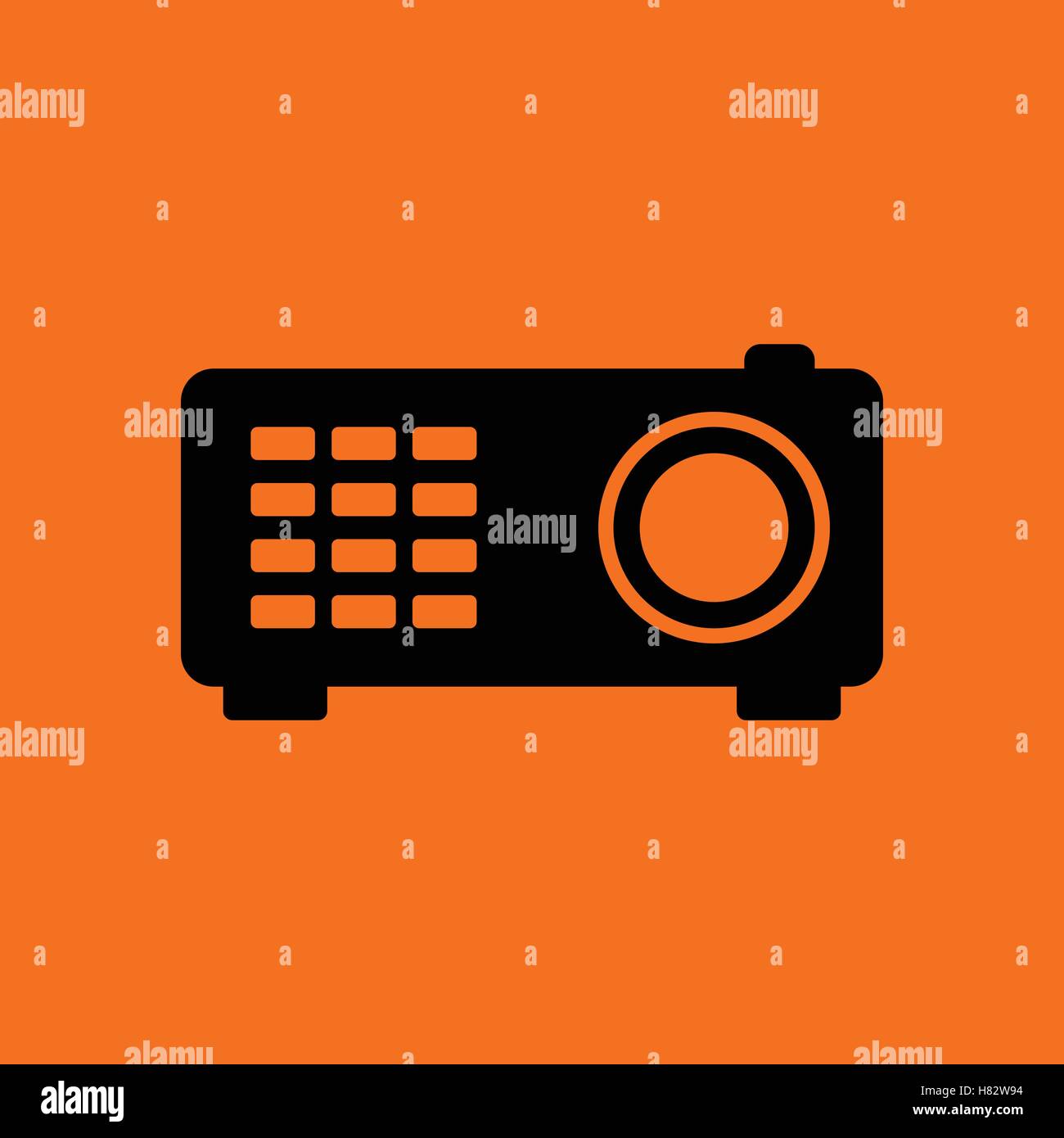 Video projector icon. Orange background with black. Vector illustration ...