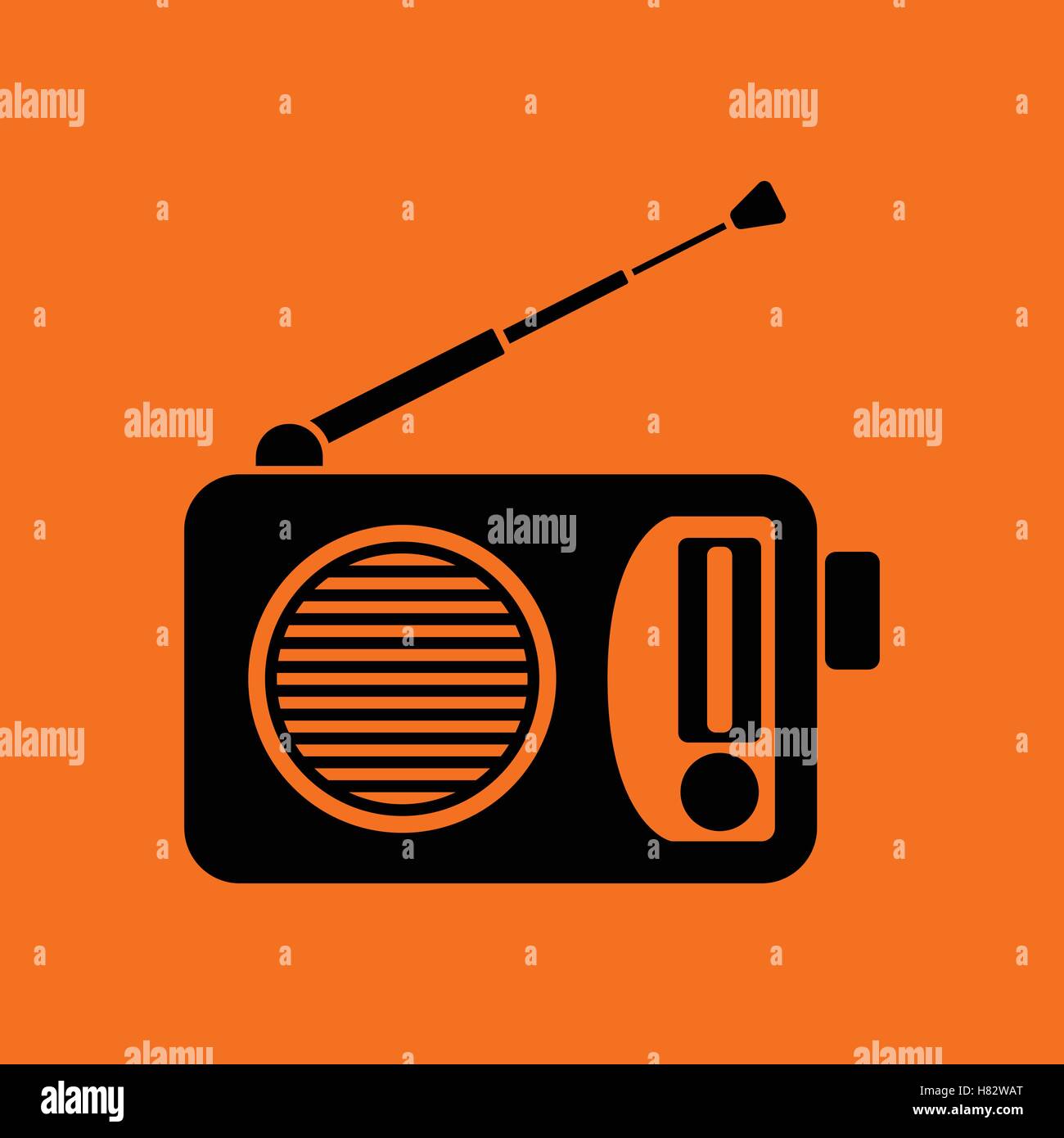 Radio icon. Orange background with black. Vector illustration Stock ...