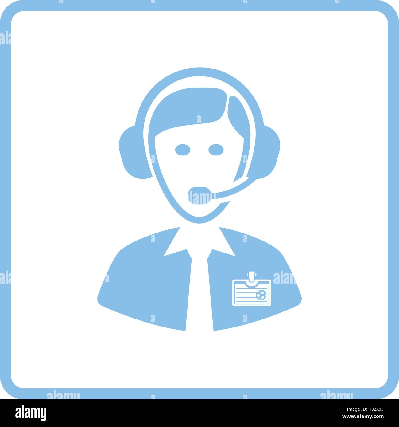 Soccer commentator icon. Blue frame design. Vector illustration Stock ... Soccer commentator icon. Blue frame design. Vector illustration Stock ...