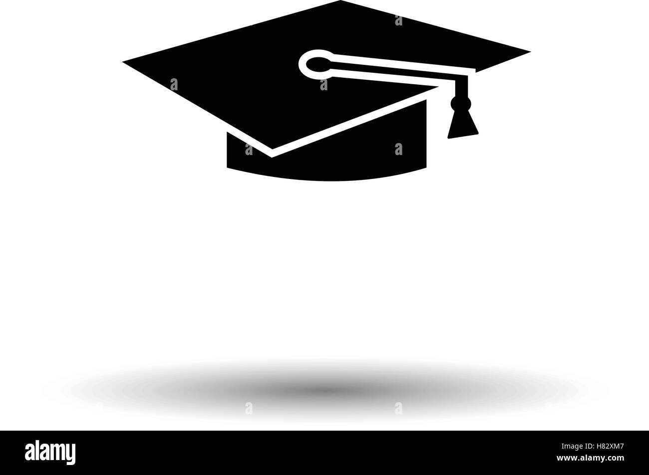 Graduation cap icon. White background with shadow design. Vector ...