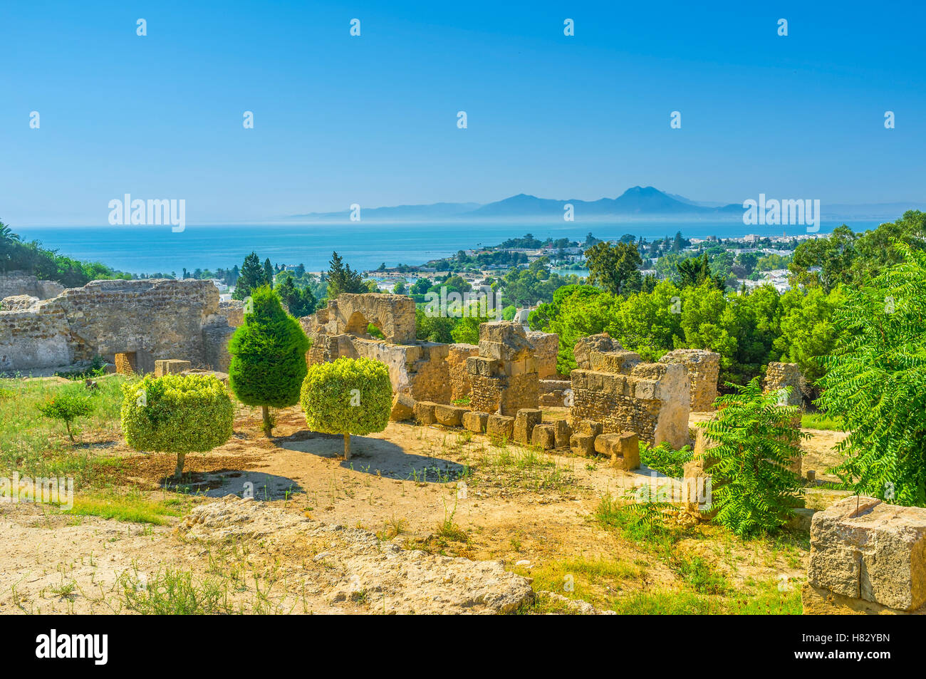 The archaeological sites of Carthage located on the hilly area covered ...