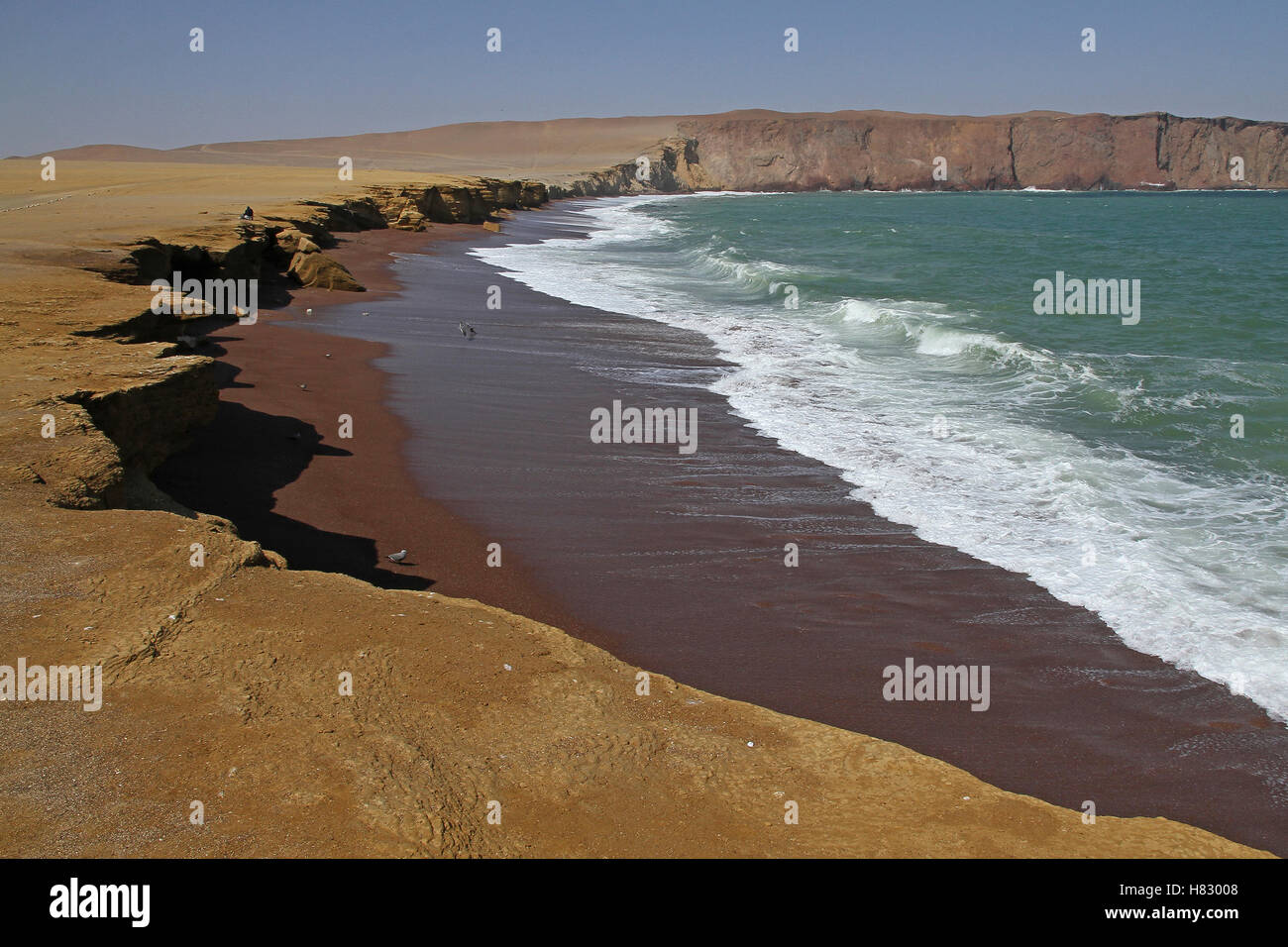 Beach opposite the fishing village of Lagunillas, Paracas National ...