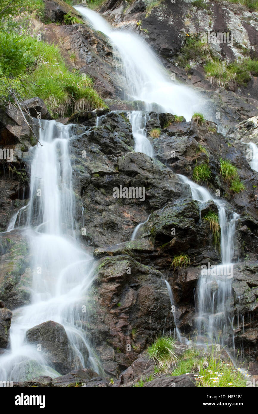 Waterfall in Pied Cascade area, Pyrenees, France Stock Photo - Alamy