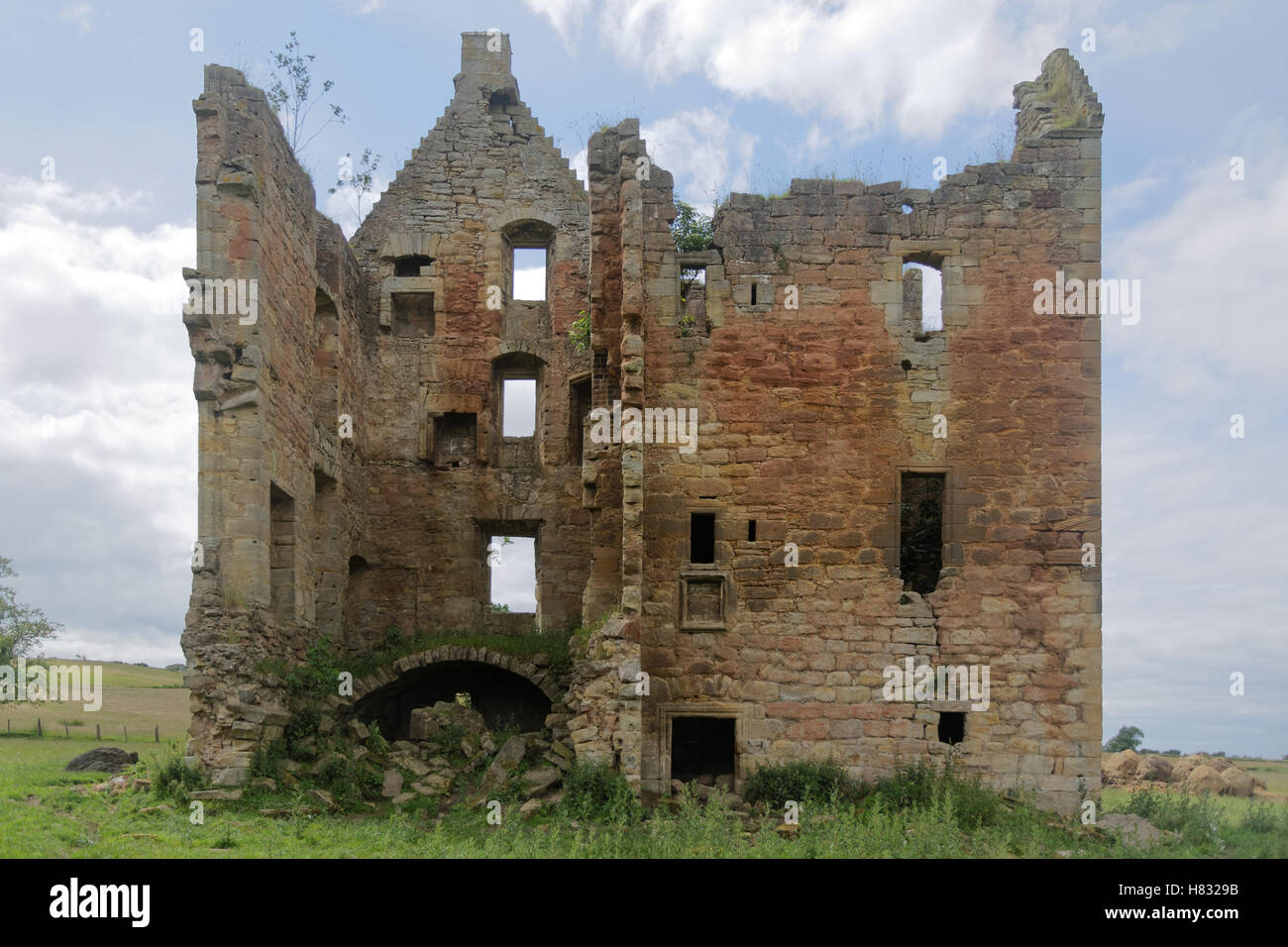 Gilbertfield Castle is a ruined 17th-century castle in Scotland Stock ...