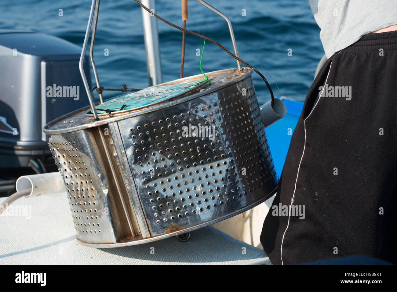 Chum bucket for baited shark dive, Umkomaas, Kwazulu Natal, South ...