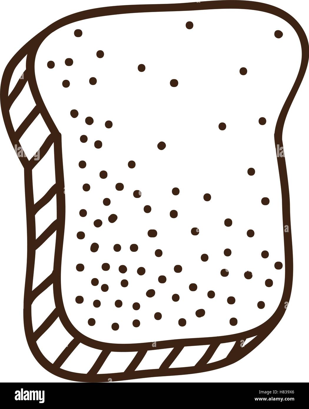 slice of bread icon over white background. draw design. vector ...