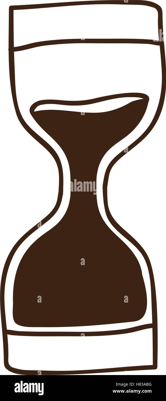 sandclock time device icon over white background. draw design. vector ...