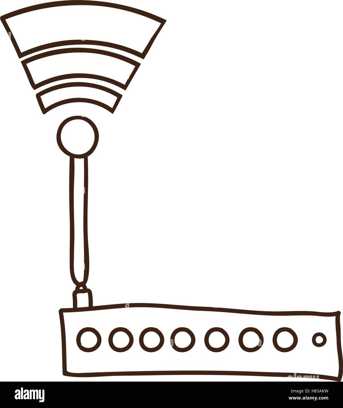 wifi router technology and electronic device. draw design. vector ...