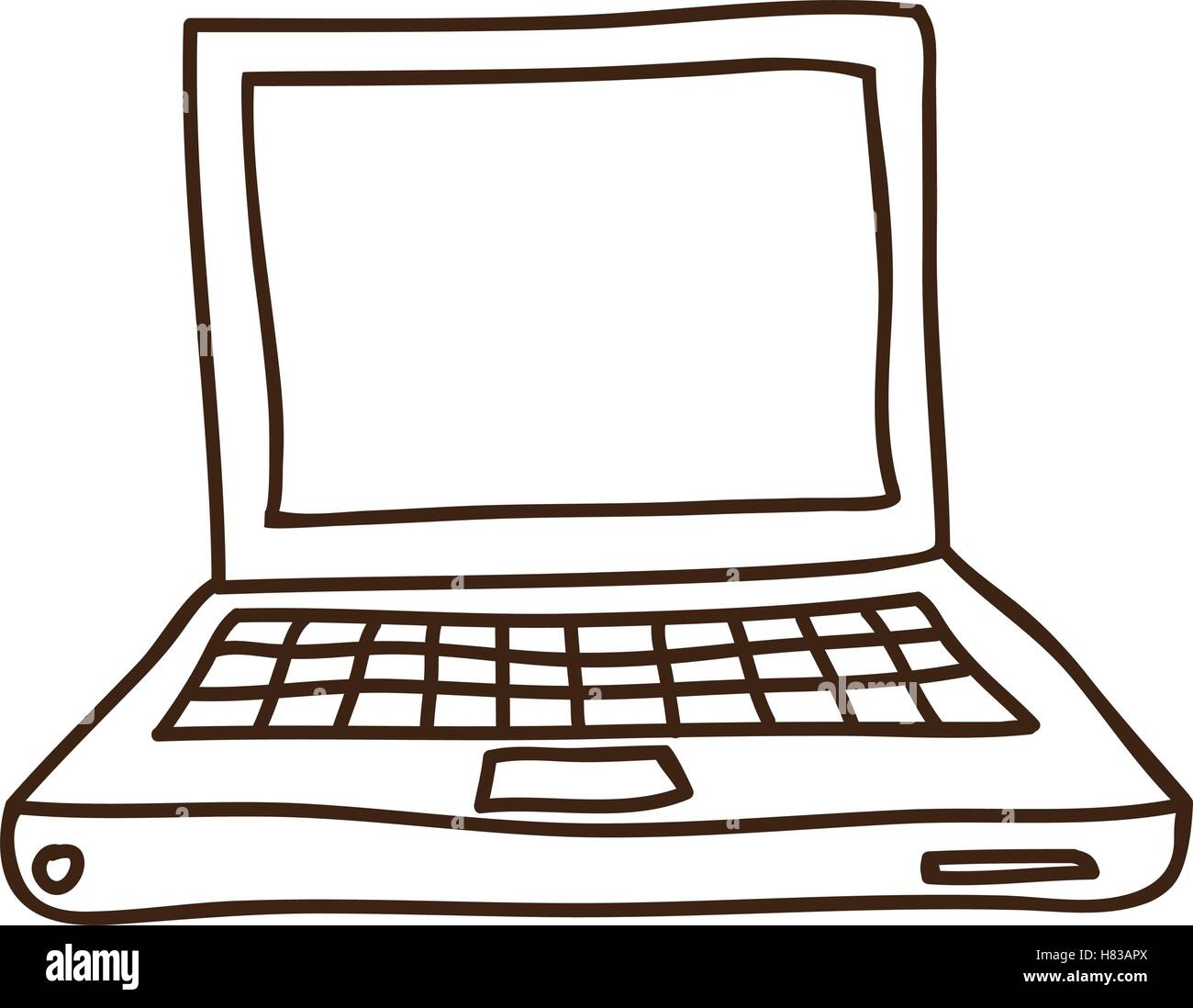 laptop computer device icon over white background. draw design. vector ...