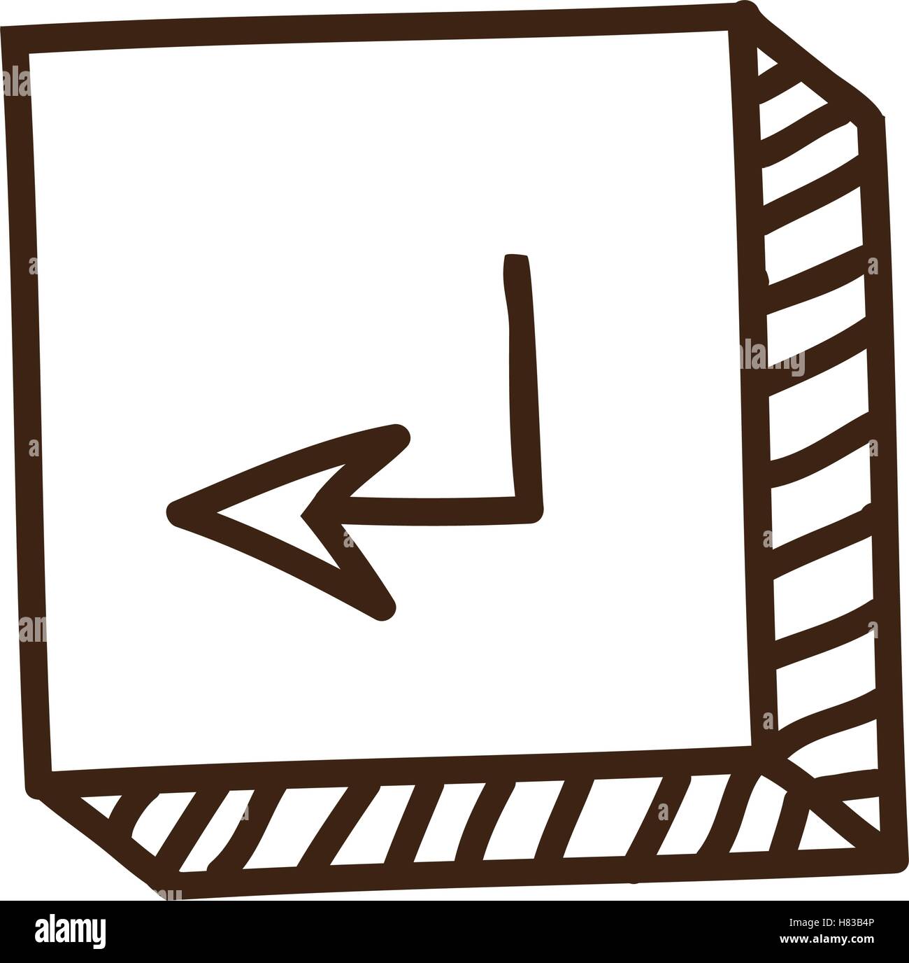 enter arrow button icon over white background. draw design. vector ...