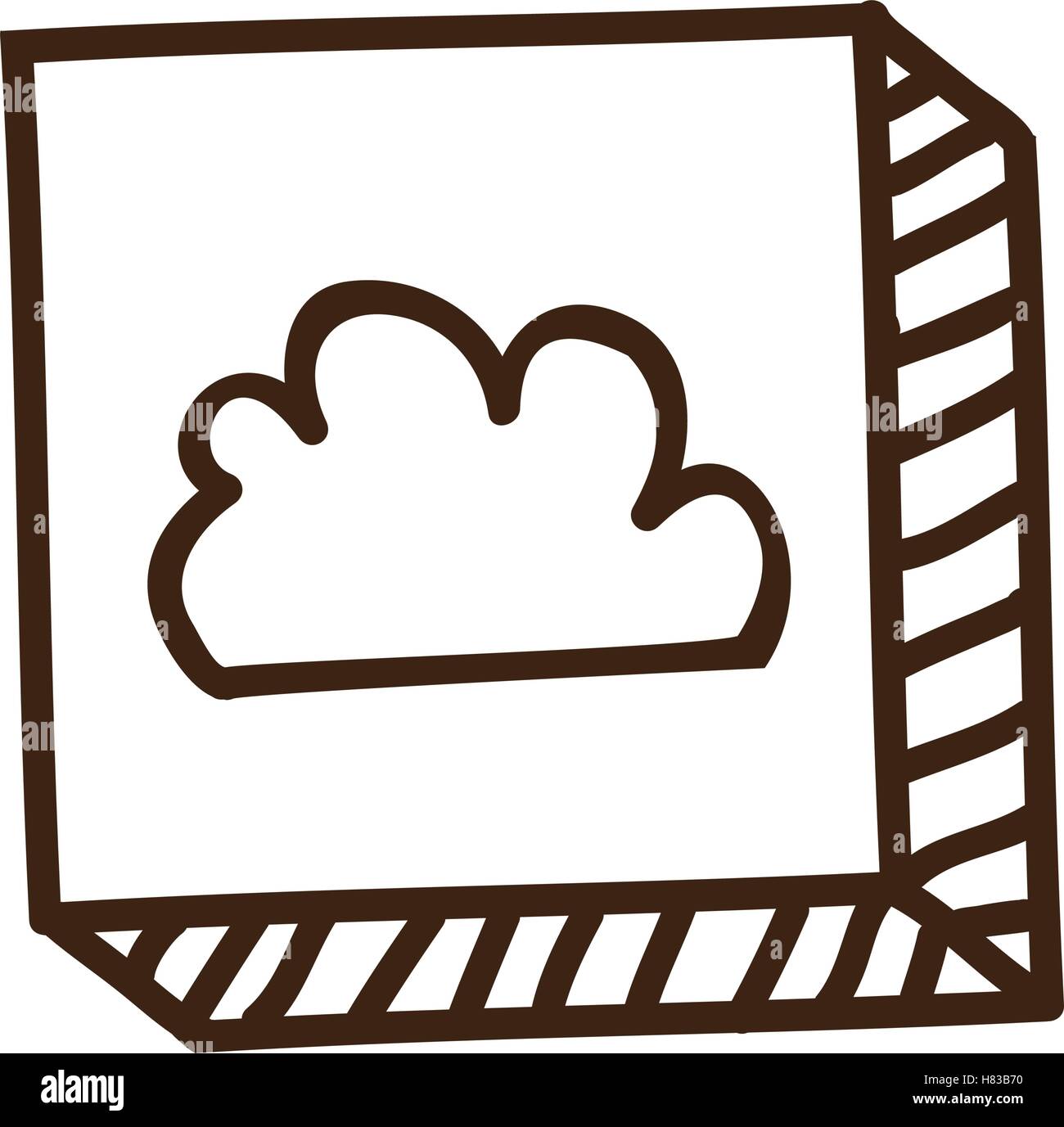 cloud button icon over white background. draw design. vector ...