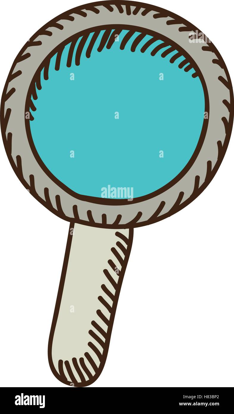 magnifying glass tool icon over white background. draw design. vector ...