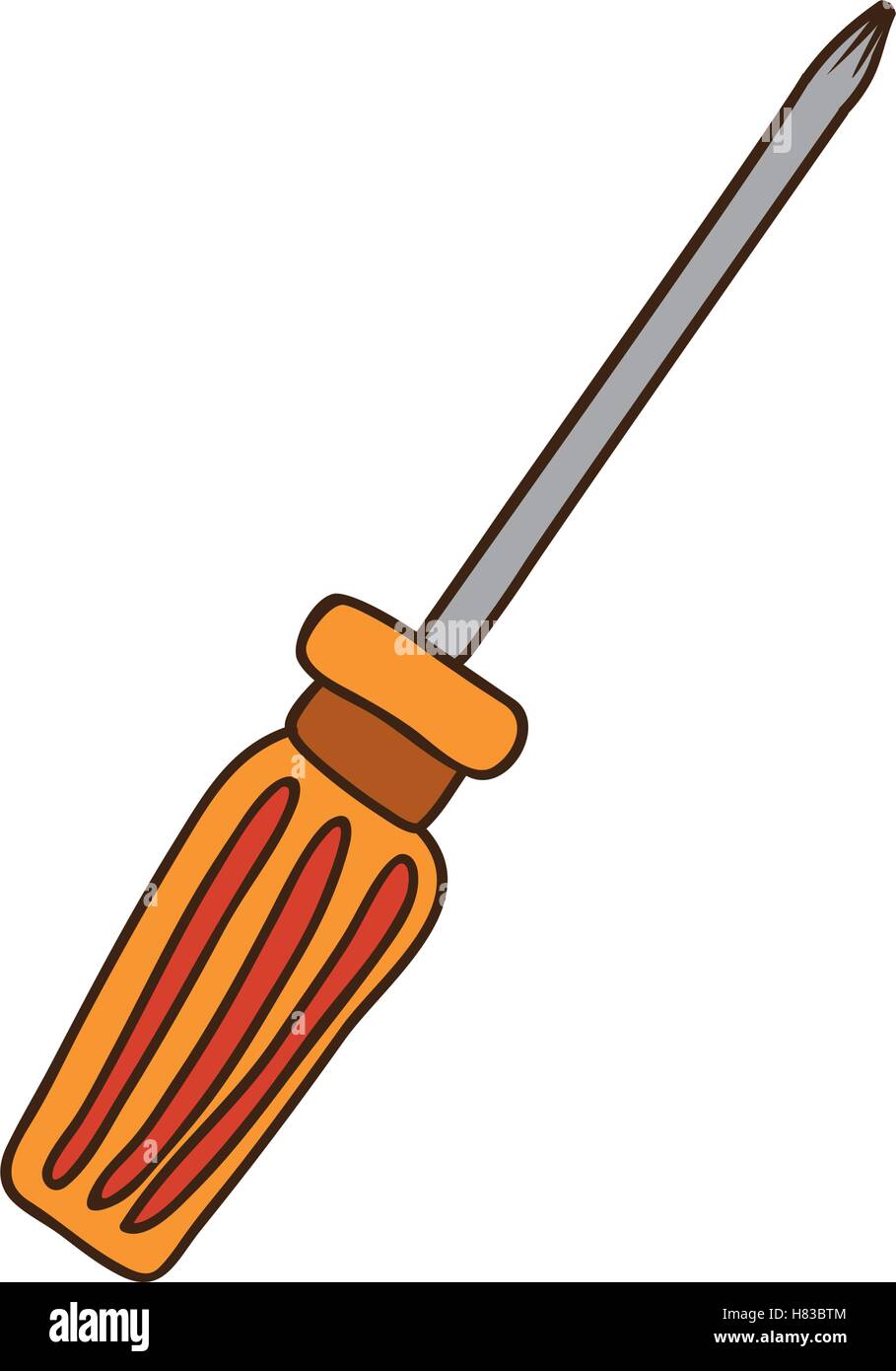 screwdriver repair tool icon over white background. draw design. vector ...