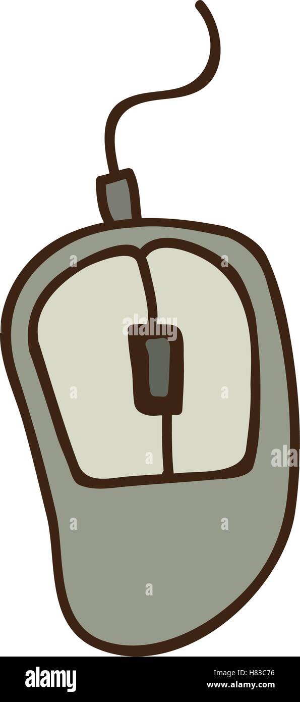 mouse with scroll computer device icon over white background. draw ...