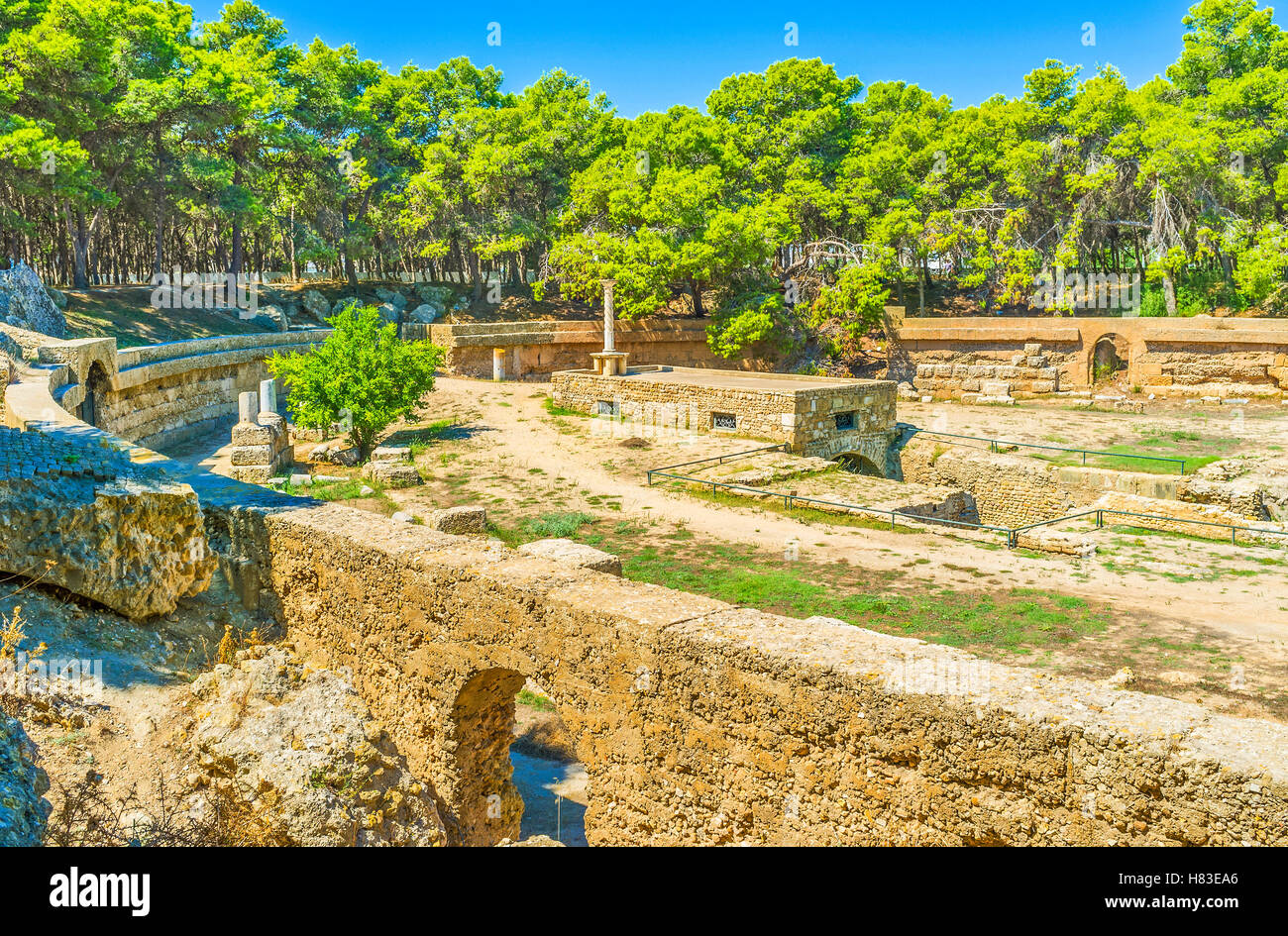 Only old stone walls and destroyed columns remind about the large ...