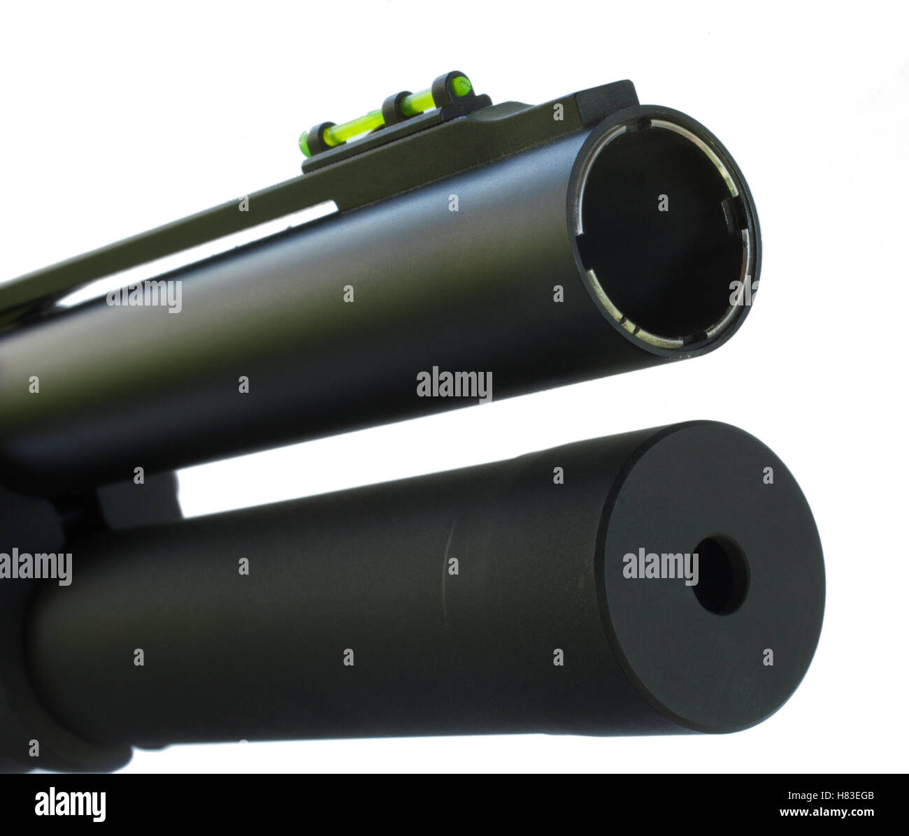 Muzzle end of a twelve gauge shotgun barrel Stock Photo - Alamy