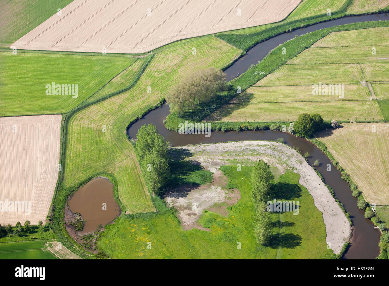 River Roer in agricultural landscape, Roermond, Netherlands Stock Photo ...