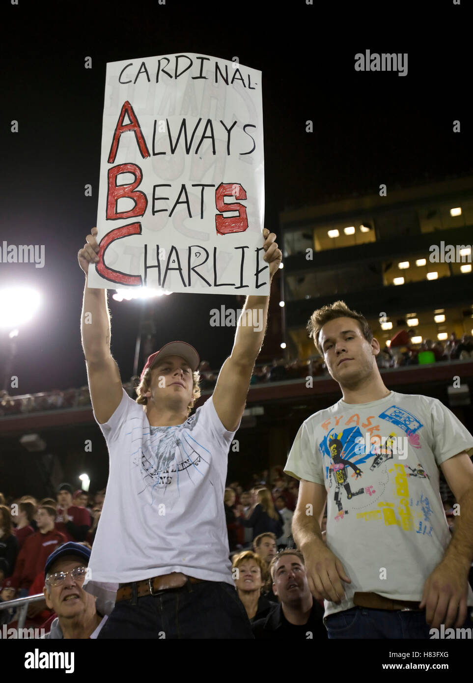 November 28, 2009; Stanford, CA, USA; A Stanford Cardinal fan holds up ...