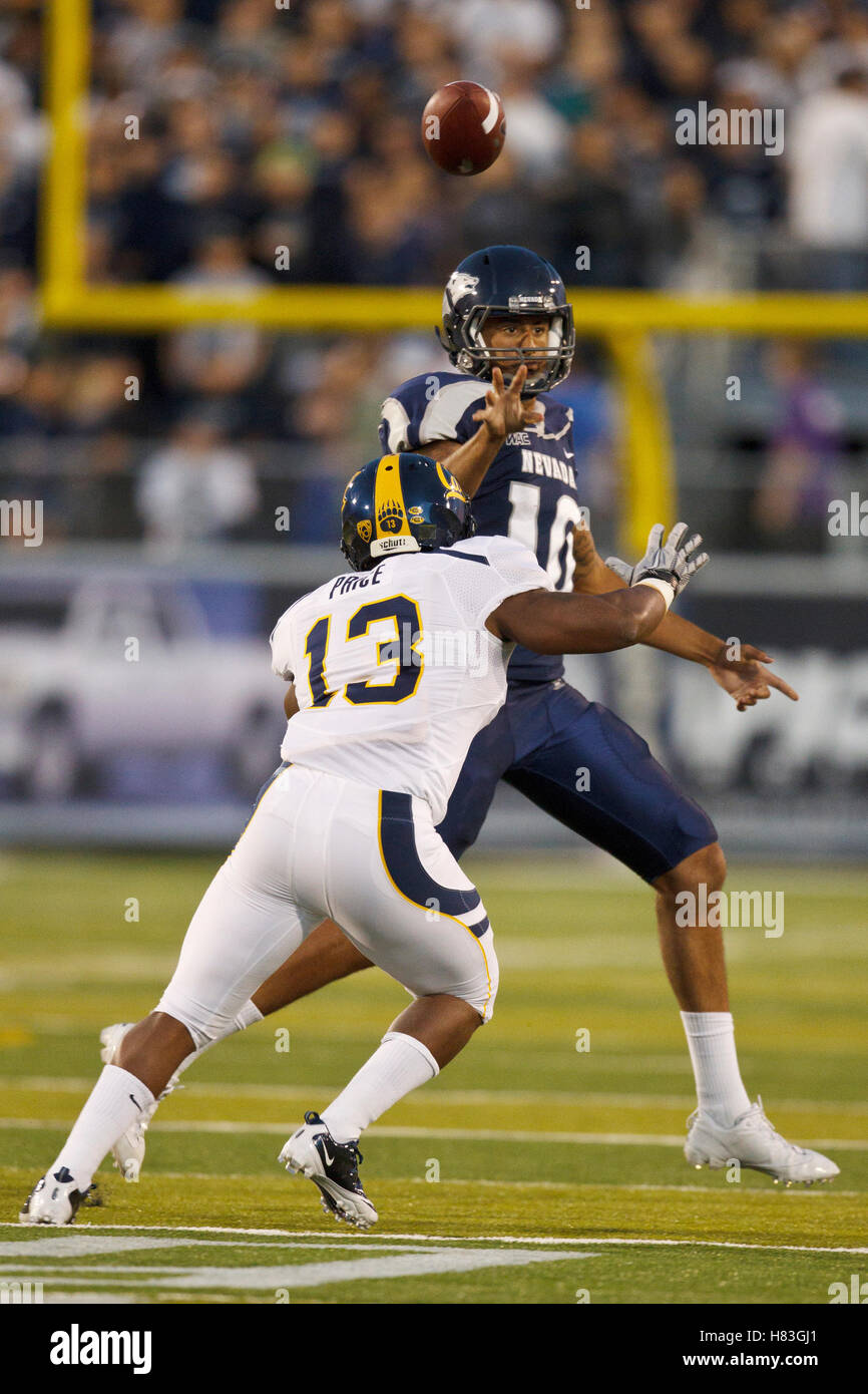 September 17, 2010; Reno, NV, USA; Nevada Wolf Pack quarterback Colin ...