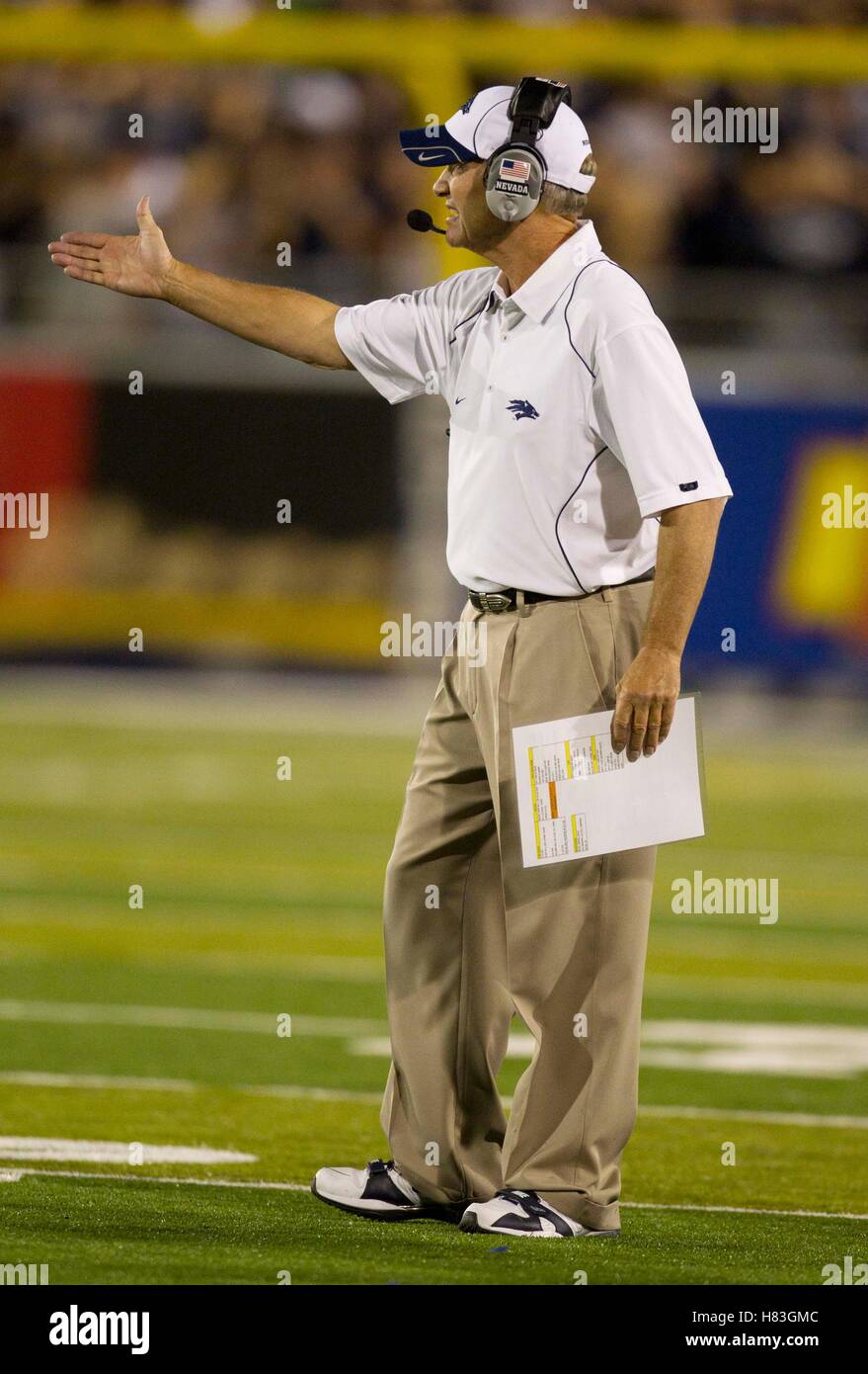 September 17, 2010; Reno, NV, USA; Nevada Wolf Pack head coach Chris ...