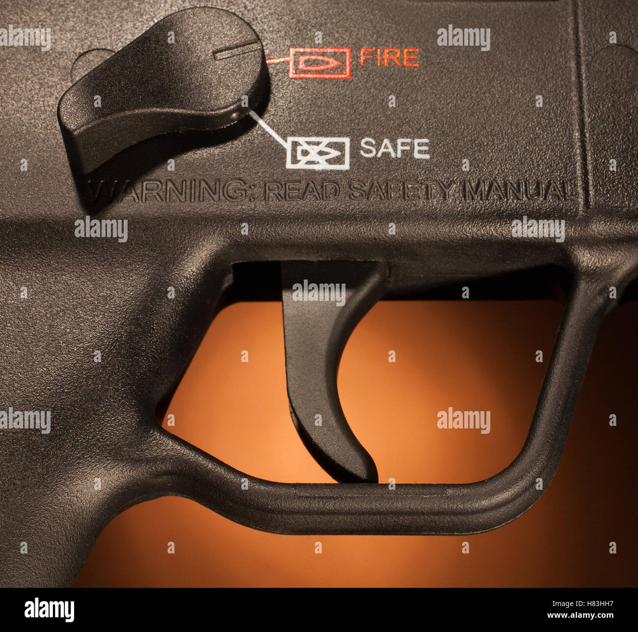 Assault rifle trigger and with the safety in the fire position Stock ...