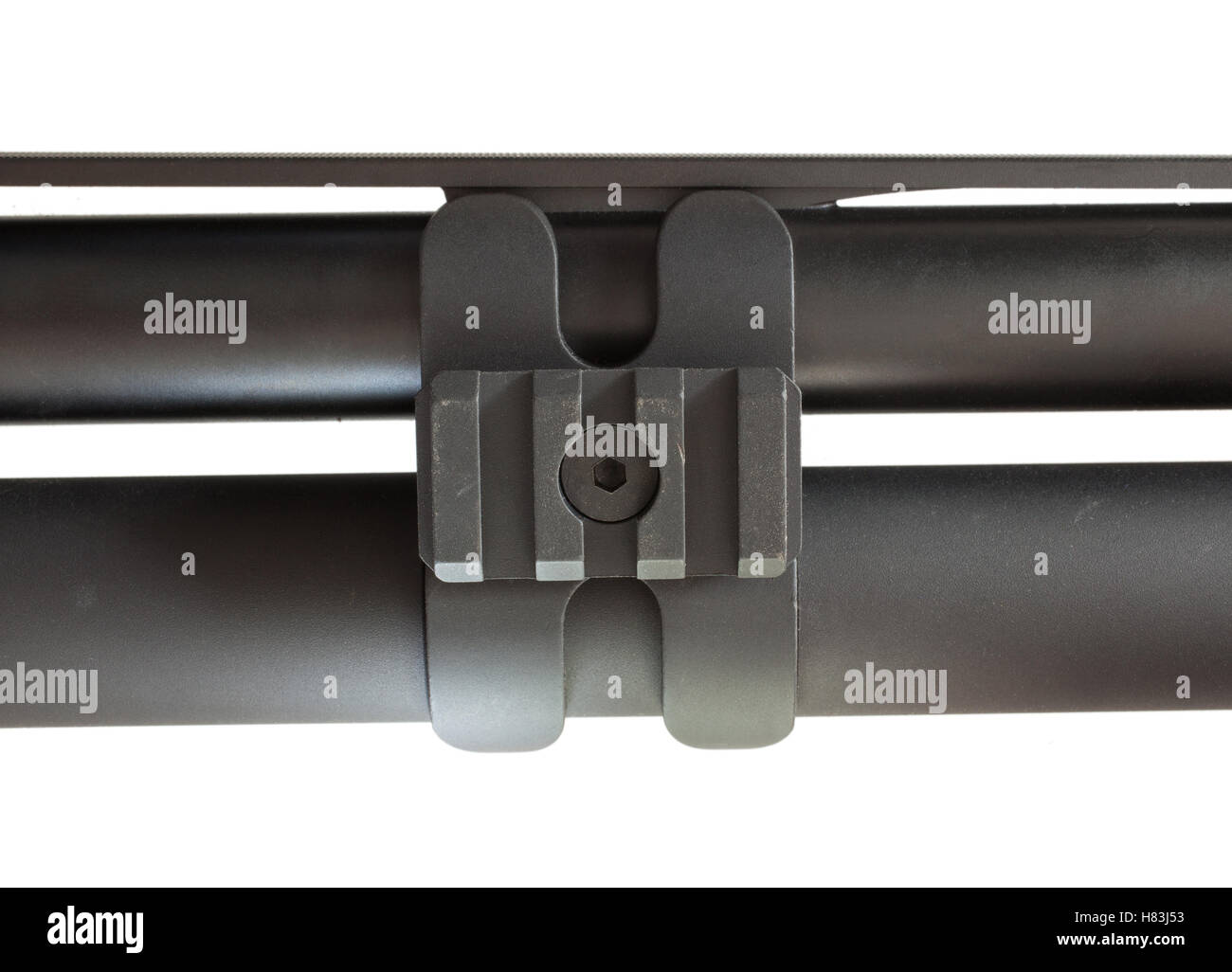 Isolated barrel clamp that is on a semi automatic shotgun Stock Photo ...