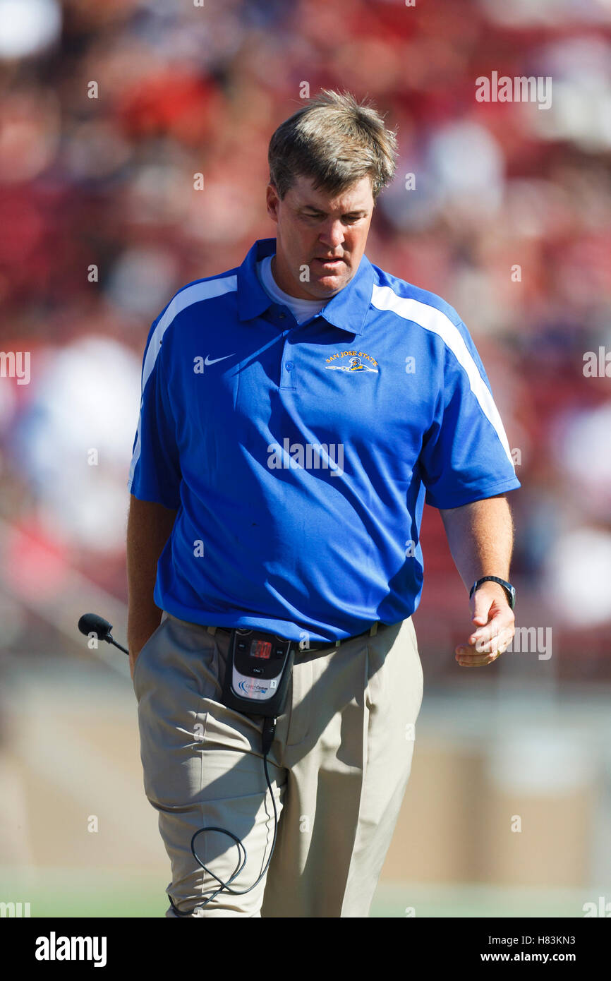 September 3, 2011; Stanford, CA, USA; San Jose State Spartans head ...