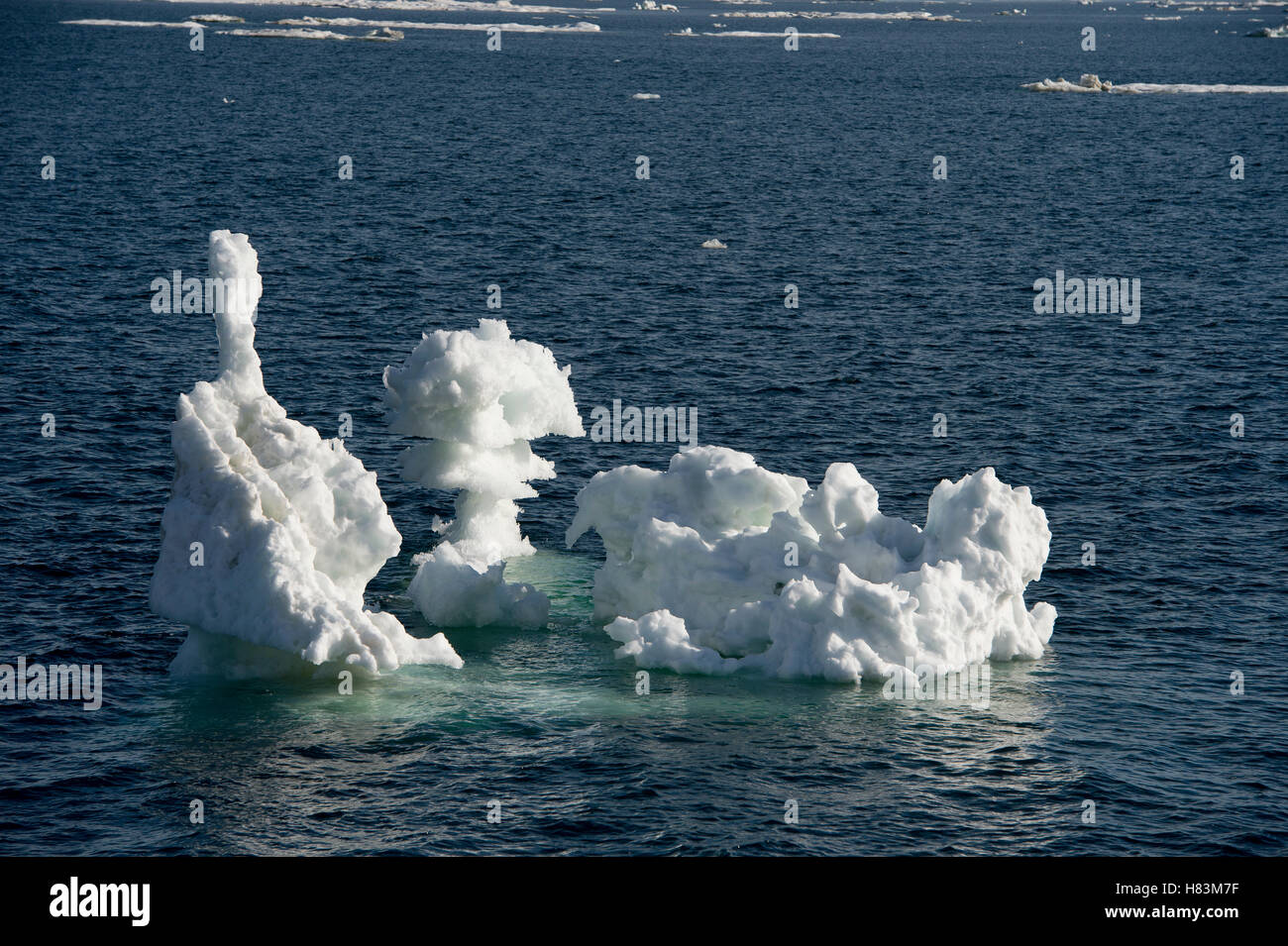 Floating iceberg melted into unusual shapes, Wrangel Island, Russia ...