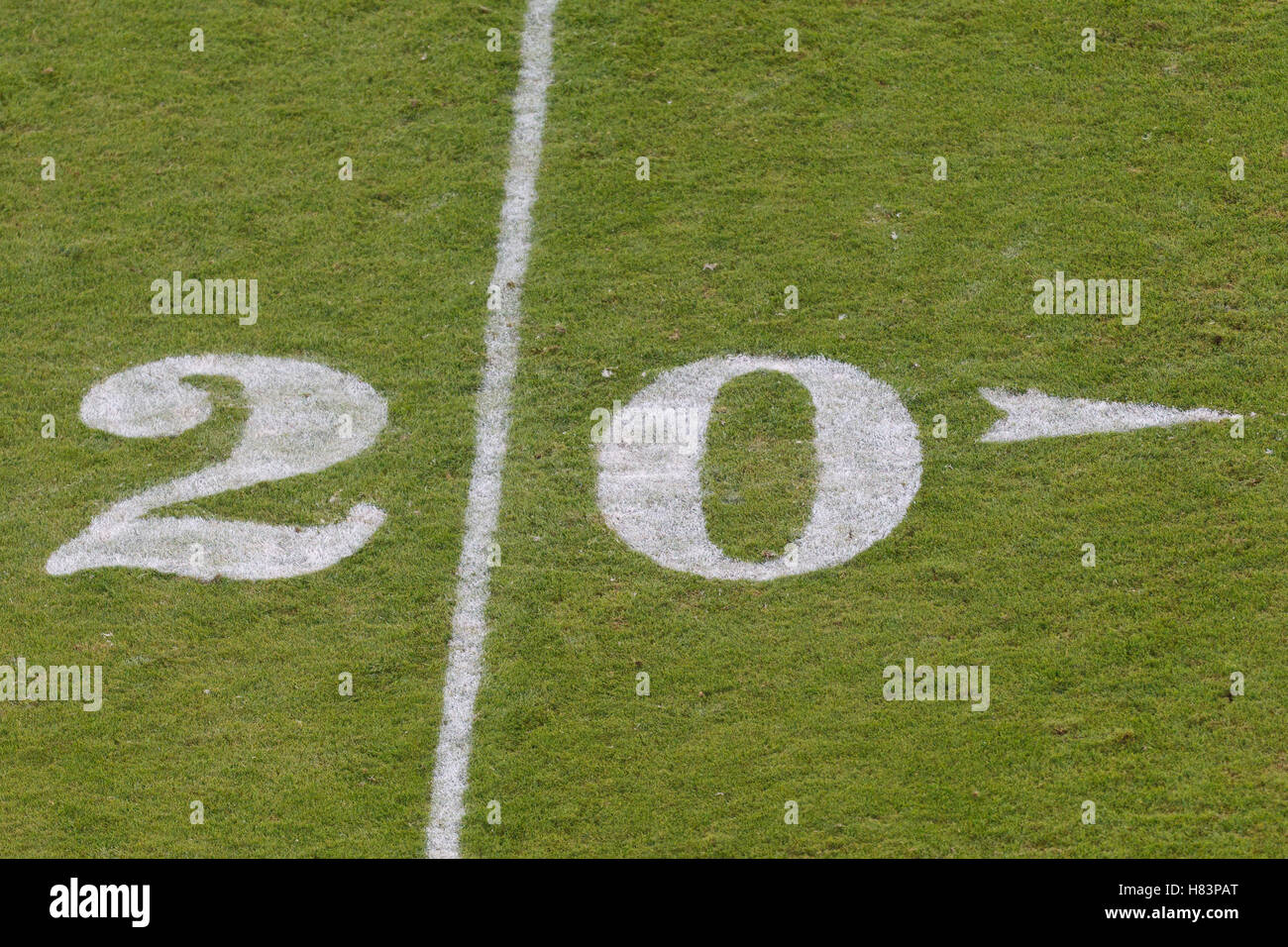 Nov 19, 2011; Stanford CA, USA; Detailed view of the 20 yard line ...