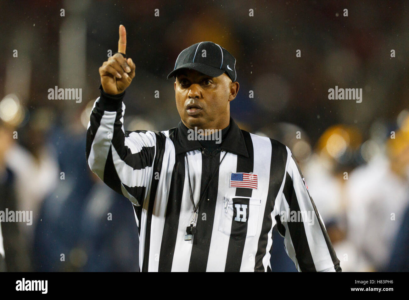 Nov 19, 2011; Stanford CA, USA; NCAA head linesman Patrick Turner on ...