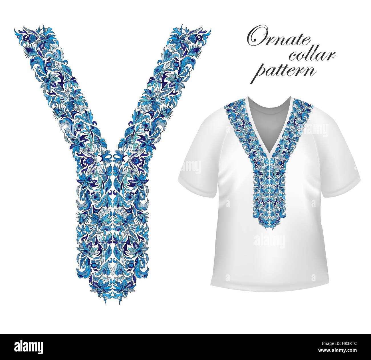 Shirt, jacket and T-shirt collar pattern. Embriodery ornament. Vector ...