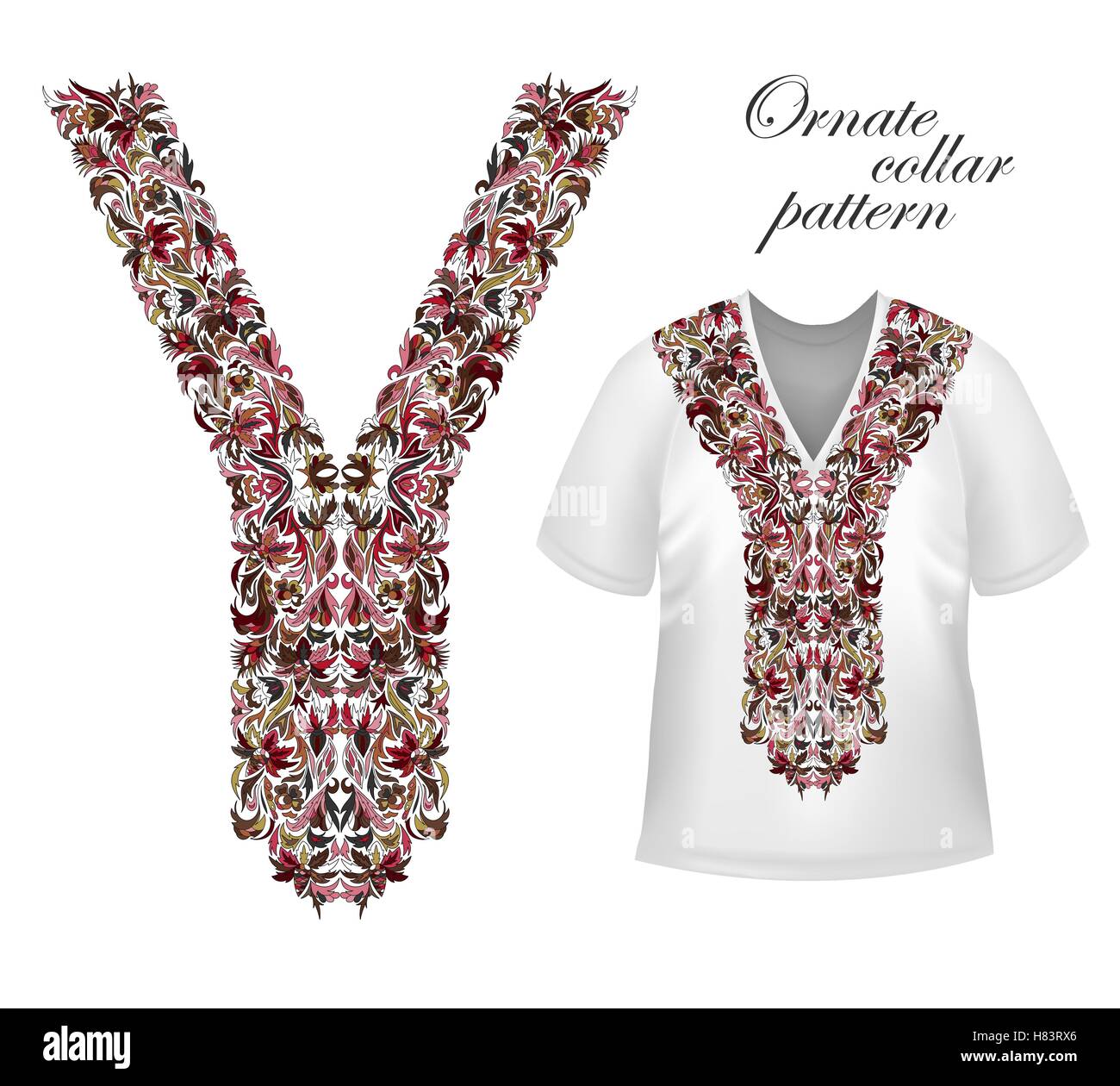 Shirt, jacket and T-shirt collar pattern. Embriodery ornament. Vector ...