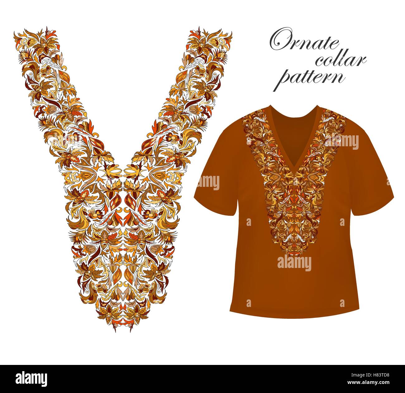 Neckline embroidery. Beautiful fashionable collar embroidered in the ...