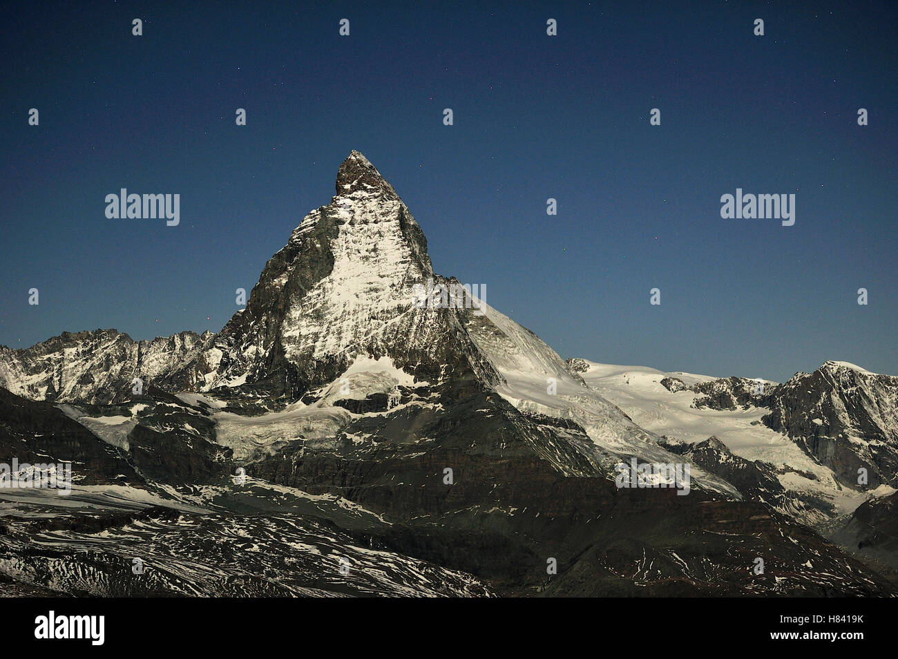 The Matterhorn under stars and moonlight, Switzerland Stock Photo - Alamy