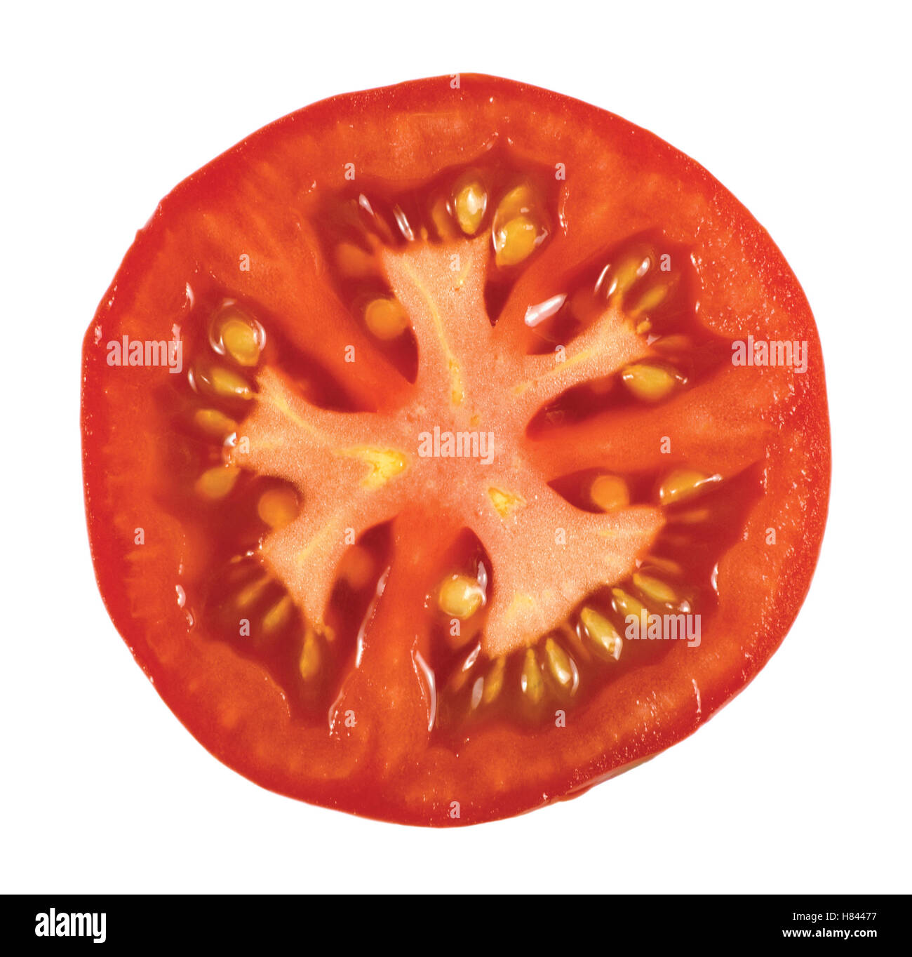 Tomato cut macro closeup, isolated large detailed pattern Stock Photo ...