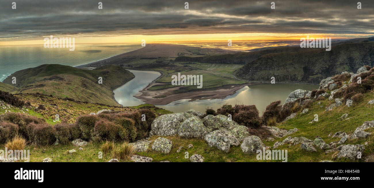 Coast and Lake Forsyth with Lake Ellesmere and Kaitorete Spit in ...