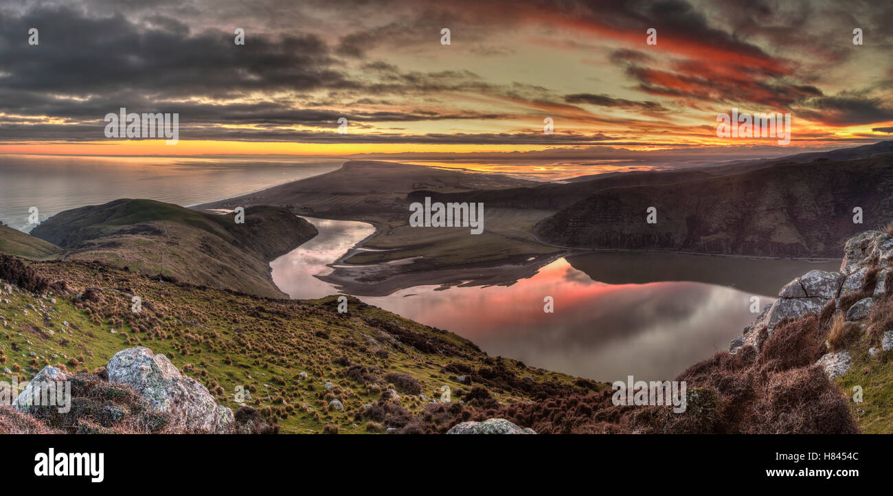 Coast and Lake Forsyth with Lake Ellesmere and Kaitorete Spit in ...