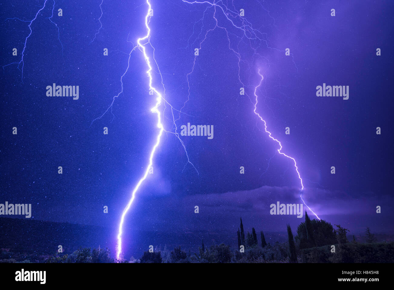 Lightning during summer night, France Stock Photo - Alamy