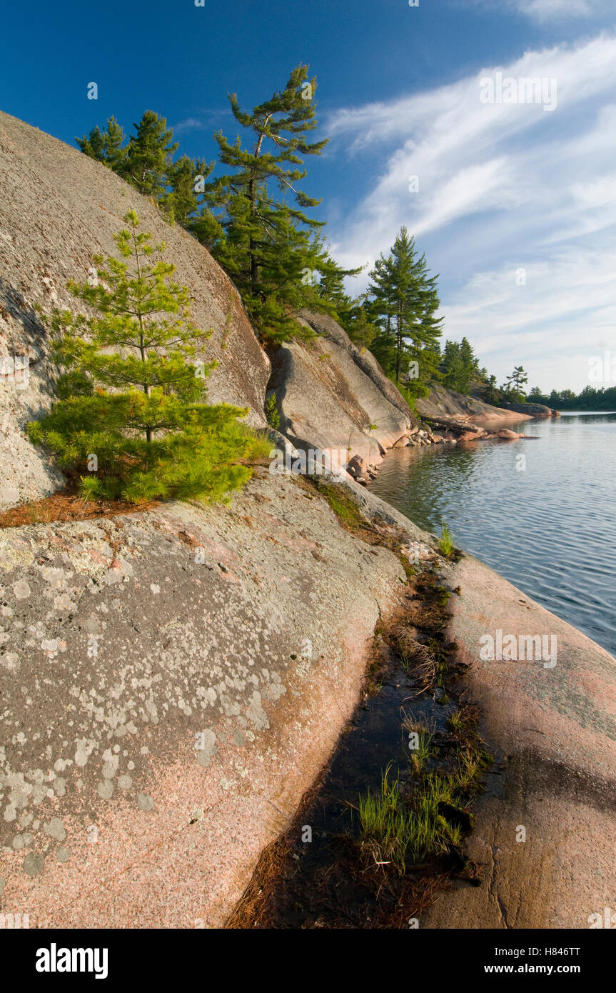 Worn stone cliffs along the North Channel, Ontario, Canada Stock Photo ...