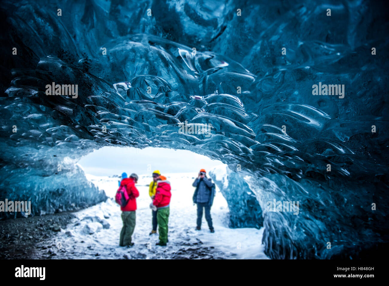 Inside Ice caves in Iceland Stock Photo - Alamy