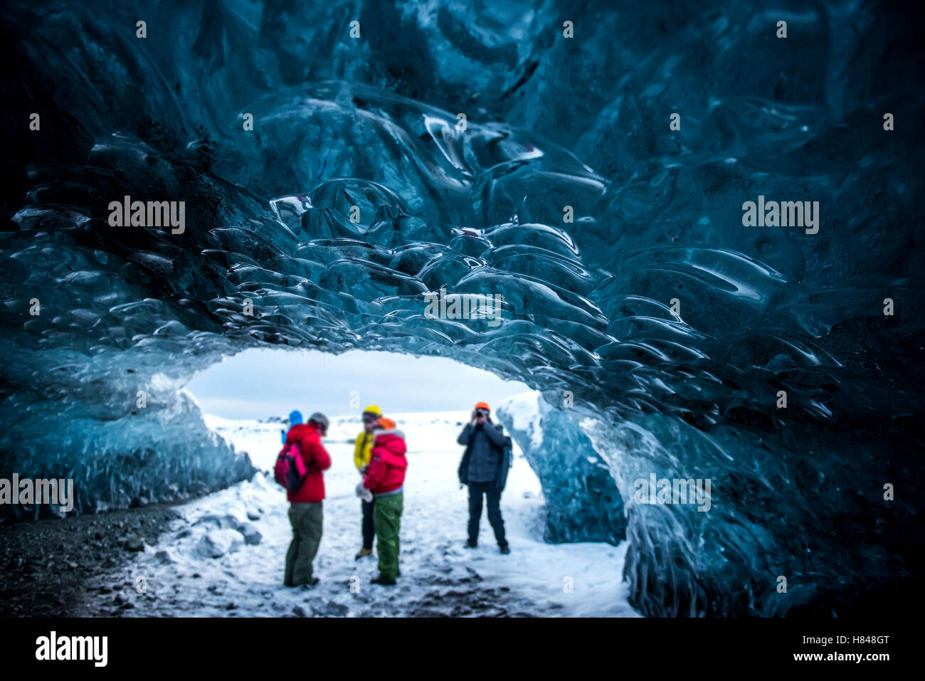 Inside Ice caves in Iceland Stock Photo - Alamy