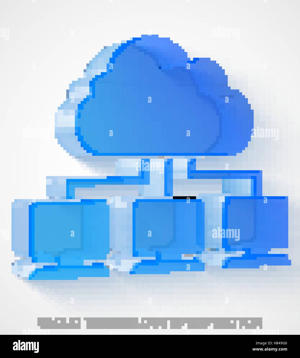 Cloud technology icon: extruded Blue Transparent Plastic Cloud Network with transparent shadow ...